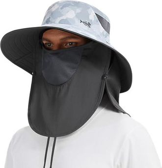 Bassdash Chapeau de Soleil Respirant UPF 50+ avec Couvre-Visage Amovible et Rabat de Cou Chapeau Unisexe &agrave; Large Bord r&eacute;sistant &agrave; leau pour la p&ecirc;che la randonn