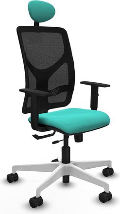 Piqueras y Crespo Fernarbeitsstuhl mit 1D-Armen, h&ouml;henverstellbarer Lendenwirbelst&uuml;tze und festem Kopfteil, ausgestattet mit Syncro/Traslack und Schneideschaum, Schwarz