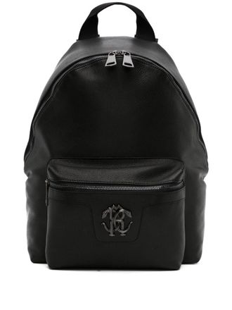 Roberto Cavalli baskets en cuir &agrave; plaque Mirror Snak - Noir