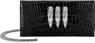 Philipp Plein Crossbody Bags - Henkeltasche Skull Crocco Print - Gr. unisize - in Schwarz - f&uuml;r Damen