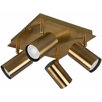 ETC Shop Plafonnier Spots orientables Spots de plafond cuisine Lampe de salon r&eacute;tro 4 flammes, en m&eacute;tal en laiton antique, 4x led 5W 400Lm blanc chaud, LxH