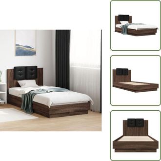 vidaXL The Living Store - Bettgestell mit Kopfteil Braun Eichen-Optik 90x190 cm - Bettsofa - Doppelbett - Boxspringbetten - Bettkasten - Eiche M&ouml;bel