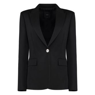 Pinko Pinko, Femme, Vestes, Noir, Taille: 36 FR Blazer en viscose simple boutonnage Signum