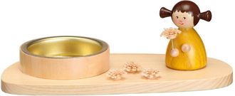 Rudolphs Schatzkiste Teelichthalter Engel mit Stern gelb BxHxT 13x4,5x5,5cm NEU Weihnachten Kerzensockel Lichthalter Kerzenschmuck Teelicht Tischschmuck Holzschmuck Holz S