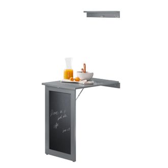 SoBuy Wandklapptisch mit Drop-Leaf Klappbarer Esstisch mit Memo-Board Platzsparender Klapptisch f&uuml;r K&uuml;che, B&uuml;ro und kleine R&auml;ume Grau 50cm x 75cm x 76cm FWT