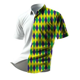 Generic Chemise pour homme avec revers brillant - Costume de f&ecirc;te disco tendance des ann&eacute;es 70 - Imprim&eacute; bo&icirc;te de nuit Disco Fever - Tenue de f&ecirc;te d&eacute;contract&eacute;