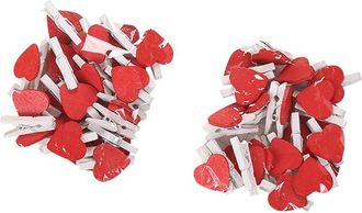 Cabilock 20Stück Herz Mini Holz Wäscheklammern,Herz Holzklammern Klein Deko Wäscheklammern Holz - Mini Rot mit 30M Schnur für Hochzeit, Fotos,Valentinstag Deko