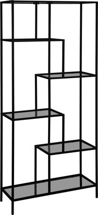 Xora Regal, Grau, Schwarz, Glas, 6 Fächer, 80x180x30 cm, stehend, in verschiedenen Größen erhältlich, Wohnzimmer, Regale, Bücherregale