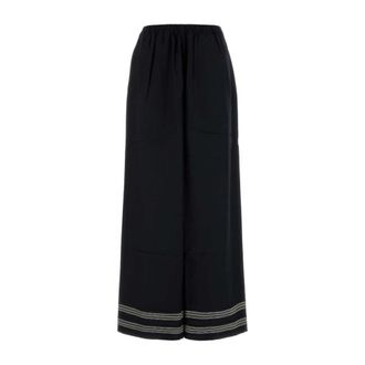 Bode Schwarze Mathilde Wide-Leg Hose - - Trousers - Damen - Schwarzk - S