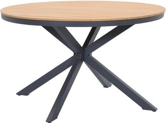 Vente-Unique Table de jardin ronde en aluminium D.125 cm - Anthracite et naturel clair - ZEYVA de MYLIA