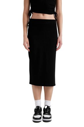 DeFacto Damen Z8396AZ Skirt, Black, L