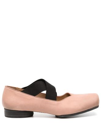 Uma Wang Calf Suede with Crossover Strap Ballet Flat - Beige