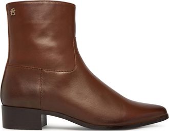 Tommy Hilfiger Stiefeletten Tommy Hilfiger Leather Ankle Boot W Zip FW0FW09921 Braun