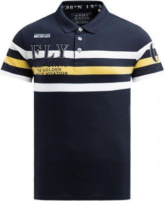 Camp David Poloshirt mit Streifen-Design und Artworks