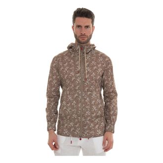 Kiton Blumige Kapuzen-Sweatshirt mit Rei&szlig;verschluss - - Sweatshirts & Hoodies - Herren - Beige - M