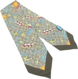 Gucci unisex, Pre-owned, Beige, Taille: ONE Size Foulard en soie Vintage Pre-owned