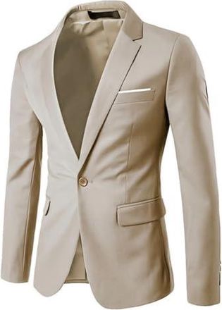 AlltheMen Blazer Homme Slim Fit Formel Un Bouton Veste de Costume Veston Mariage Beige 1 3XL