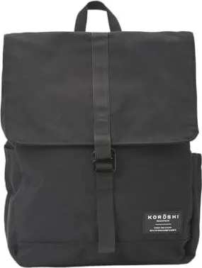 Kor&ouml;shi Sac &agrave; dos avec plusieurs poches et compartiments avec fermeture &agrave; rabat de couleur noire, de couleur noire, Noir, Taille Unique