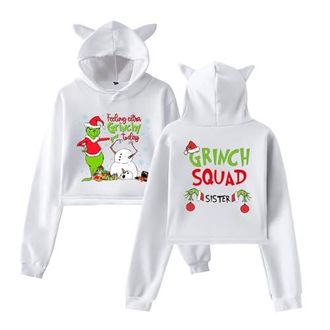Generic Le Grinch Sweat A Capuche Femme Noël De The Pull Costume Deguisement Vêtements Sweet Moche Adulte Vetement Pulls Plaid Chaud Noel Femmes Pyjama Pilou 