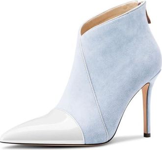 Castamere Femmes Aiguille Haut High Talon Heel Pointu Bout Bottines Fermeture &agrave; Glissi&egrave;re Slip-on Party Bureau Dress Bottes Bleu Su&egrave;de 36 EU