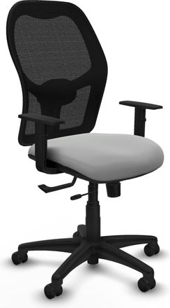 Piqueras y Crespo Grauer B&uuml;rostuhl mit 1D-Armen, h&ouml;henverstellbare Lendenwirbelst&uuml;tze, ausgestattet mit Syncro/Traslack und Schneideschaum, mit selbstfahrenden R&auml;dern, 