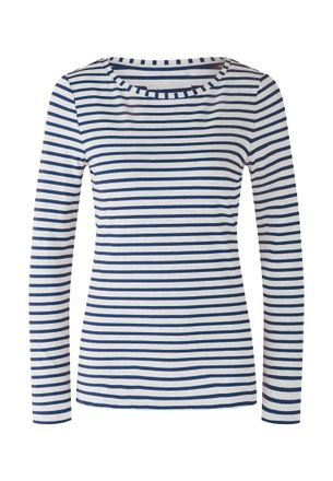 Oui Damen Langarmshirt SUMIKO elastische Cotton-Modalmischung tailliert geschnitten Gestreift