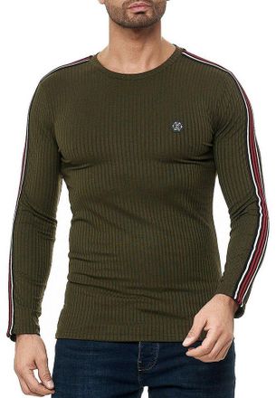 Red Bridge Strickpullover Figurbetont Feinstrick Longsleeve Slim Fit Kontraststreifen