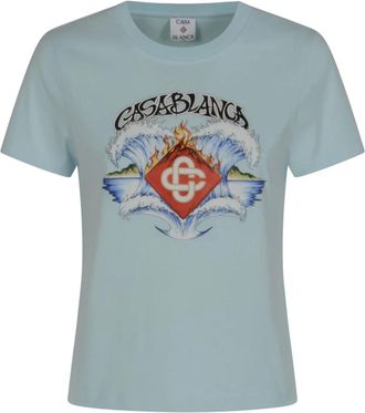 Casablanca Femme, Tops, Bleu, Taille: 36 FR Waves Fitted T-Shirt