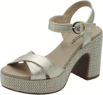 Nero Giardini E513631D Etoile MieleSandales pour femme en cuir avec fibiette et talon haut, Lin, 39 EU