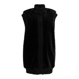 Pinko Schwarze &auml;rmellose Kunstpelzjacke - - Jackets - Damen - Schwarzk - XS