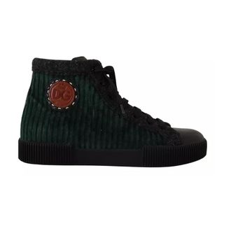 Dolce & Gabbana Gr&uuml;n Schwarz Corduroy High Top Sneakers - - Shoes - Herren - Schwarzk - 42 EU