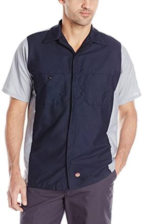 Red Kap Mens Ripstop Crew Shirt, Short Sleeve, Navy/Grey, 3X-Large