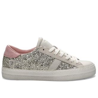 D.A.T.E. Baskets pour femme Hill Low en cuir ivoire et rose avec paillettes Platine - Hill Low W 441-HL-GL-PL - Taille 36, or, 37 EU