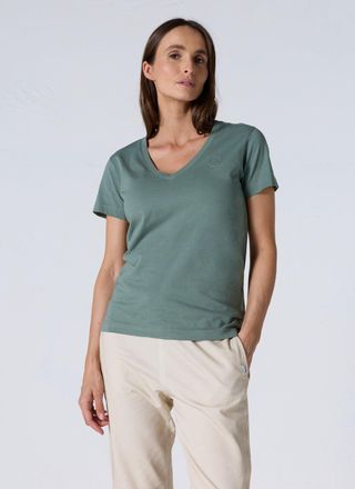 Jott T-shirt uni col V en coton Vert sauge Sofia 2.0 - Taille XL