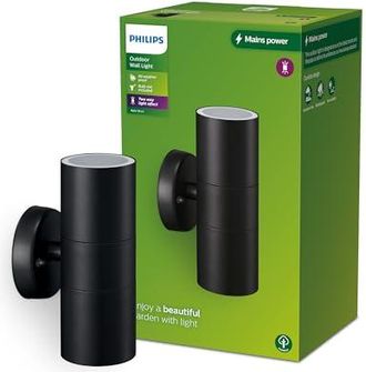 Philips Outdoor Kylis Wandleuchte up/down, 2x max. 25W, exkl. Leuchtmittel, IP44 wetterfest, schwarz