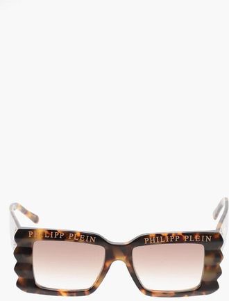 Philipp Plein Tortoiseshell Motif Oversized Sunglasses with Rhinestone size Unica