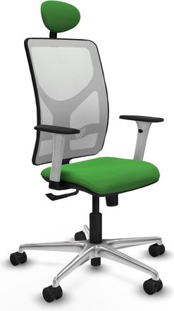 Piqueras y Crespo Arbeitsstuhl mit Rollen mit wei&szlig;en und schwarzen Armlehnen, h&ouml;henverstellbare Lendenwirbelst&uuml;tze und festes Kopfteil, ausgestattet mit 3 Positionen, W