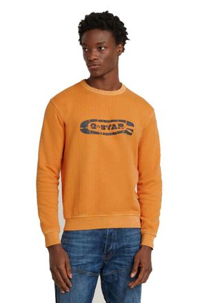 G-Star G-Star RAW Mens Destroyed g Logo Washed Sweater Sweatshirt, Orange (Marmalade gd D25101-D688-G745), X-Large