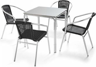 Oviala Table de jardin carr&eacute;e en aluminium et 4 chaises