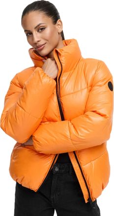 Marikoo Damen Winterjacke (S-3XL) - gesteppt, hochschlie&szlig;ender Kragen, leicht - N071 - Orange Gr&ouml;&szlig;e XL - Gr.XL