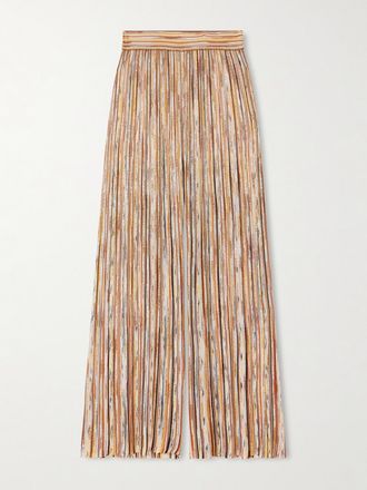 Missoni Pantalon Large En Mailles Crochet&eacute;es M&eacute;tallis&eacute;es &Agrave; Ornements Mare - Marron