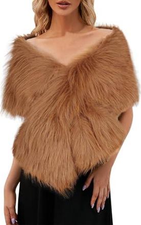 Generic Poncho Femme Hiver Chaud Chale Femme Hiver Chaud Cape Femme Effet enveloppant Ch&acirc;le Mariage Long &Eacute;l&eacute;gant Imitation Soie Accessoire Mari&eacute;e