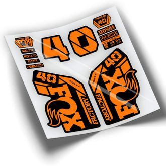 Generico Ref: VP441 Aufkleber, kompatibel mit FOX 40 Gabel 2021-2025 MTB, Sticker, Aufkleber, Aufkleber f&uuml;r Mountainbikes, Orange