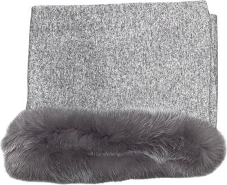 Nima 1708 Schal mit Pelzbesatz - Grau