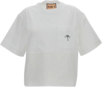 Plan C Plan C, Femme, Tops, Blanc, Taille: 36 FR Maglietta girocollo