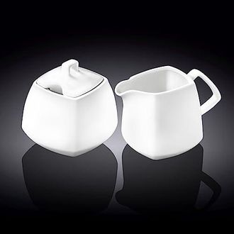 Wilmax England Wilmax WL-995028/2C Porzellan Zuckerdose und Milchkännchen-Set, Weiss, 2 pcs