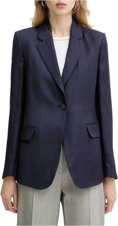 Marella Femme, Vestes, Bleu, Taille: 46 FR Blazer en Viscose et Lin