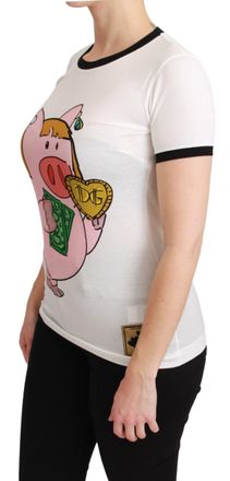 Dolce & Gabbana Womens White Year Of The Pig Top Cotton T-Shirt