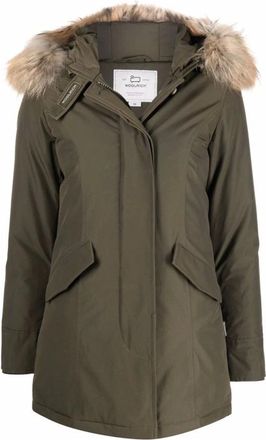 Woolrich Femme, Vestes, Vert, Taille: 42 FR Manteau rembourr&eacute; &agrave; capuche bord&eacute;e de fourrure