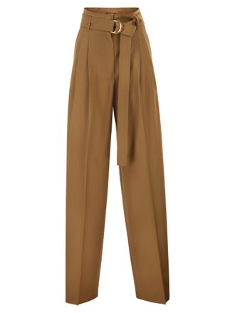 Max Mara Mstserio - Pantalon Large En Pure Laine Avec Ceinture